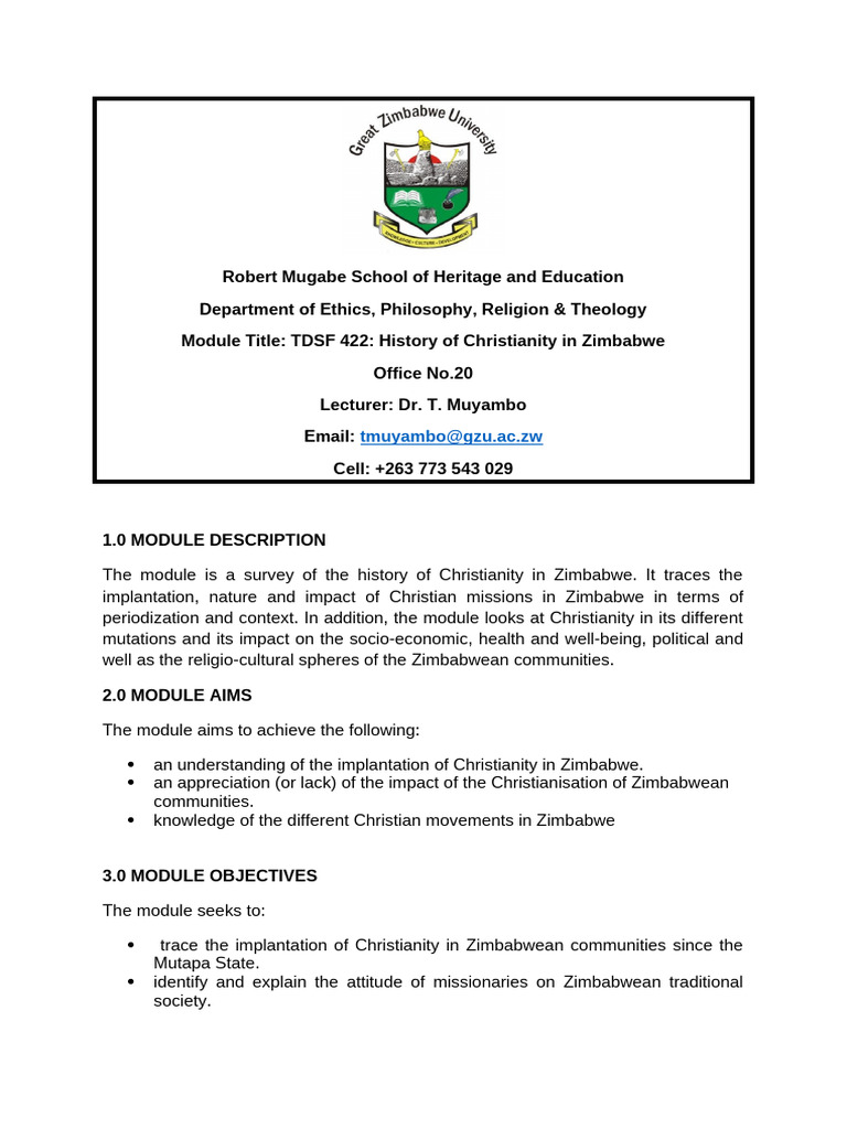 History of Christianity in Zimbabwe | PDF | Zimbabwe | Protestantism