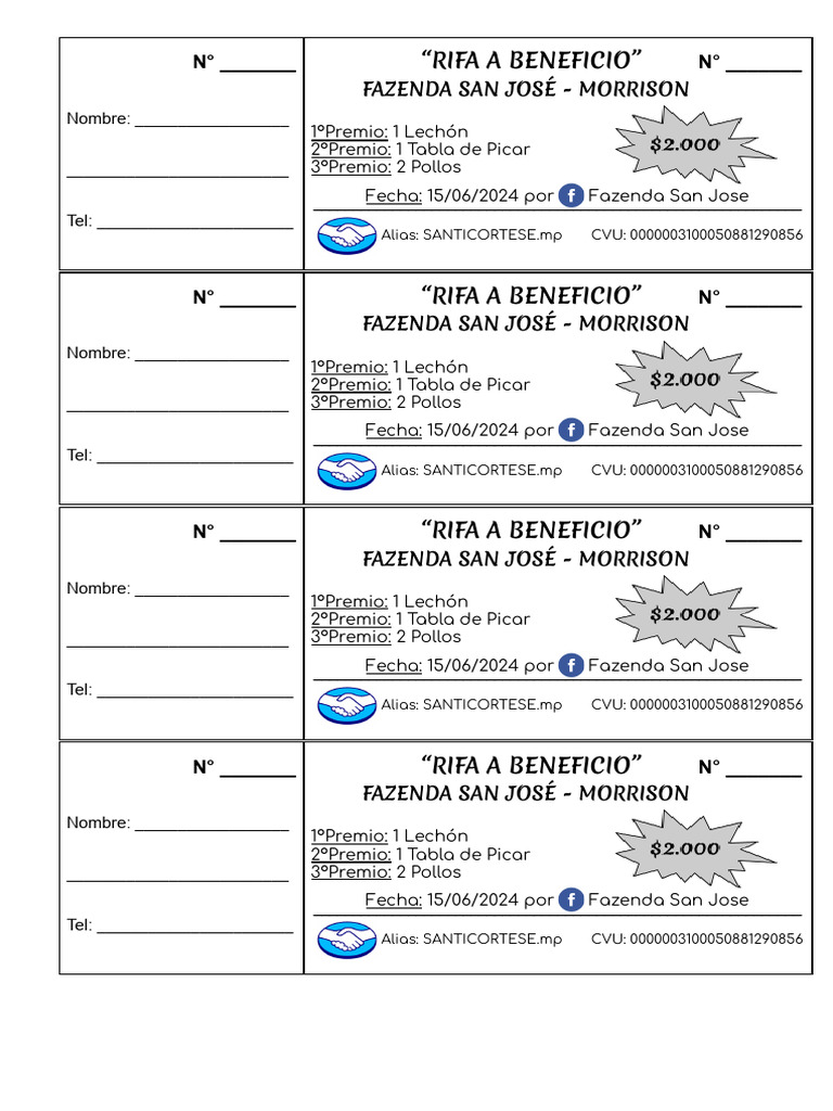 Ejemplo de Talonario para Rifas | PDF