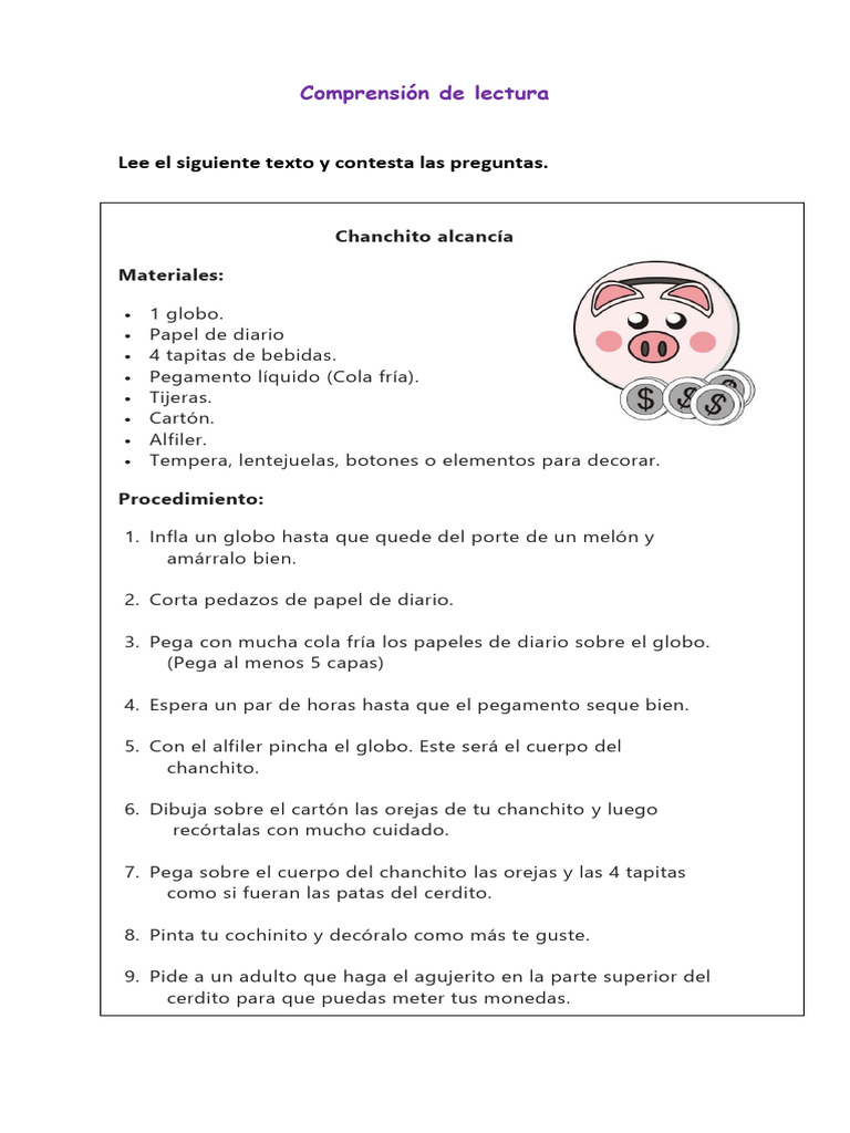 Cómo hacer una alcancía de chanchito | PDF