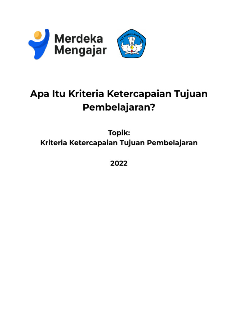 Kriteria Ketercapaian Tujuan Pembelajaran | PDF