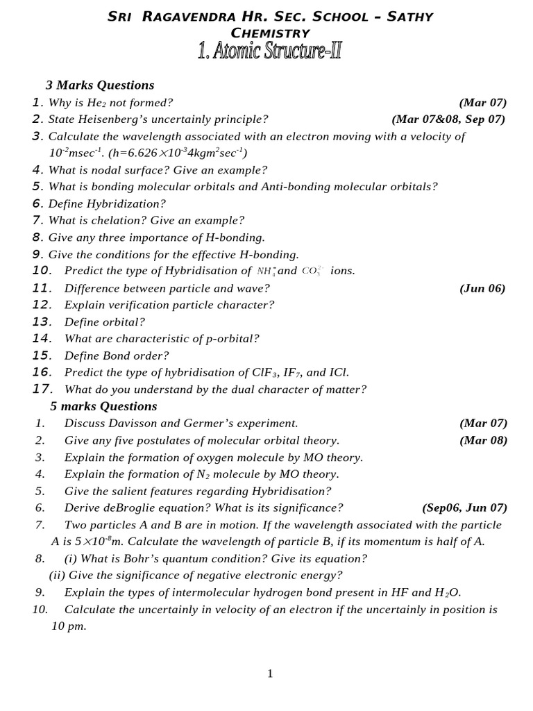 Chemistry Full Lessson Questions em | PDF | Gibbs Free Energy | Atomic ...