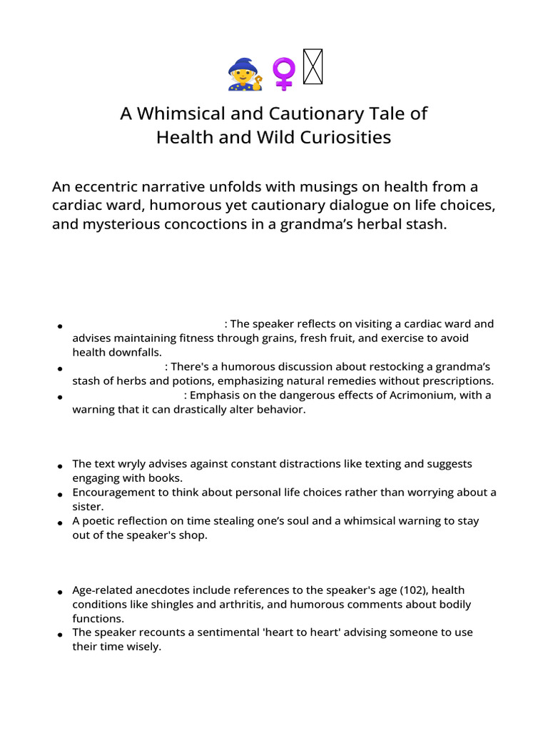 A Whimsical and Cautionary Tale of Health and Wild Curiosities | PDF