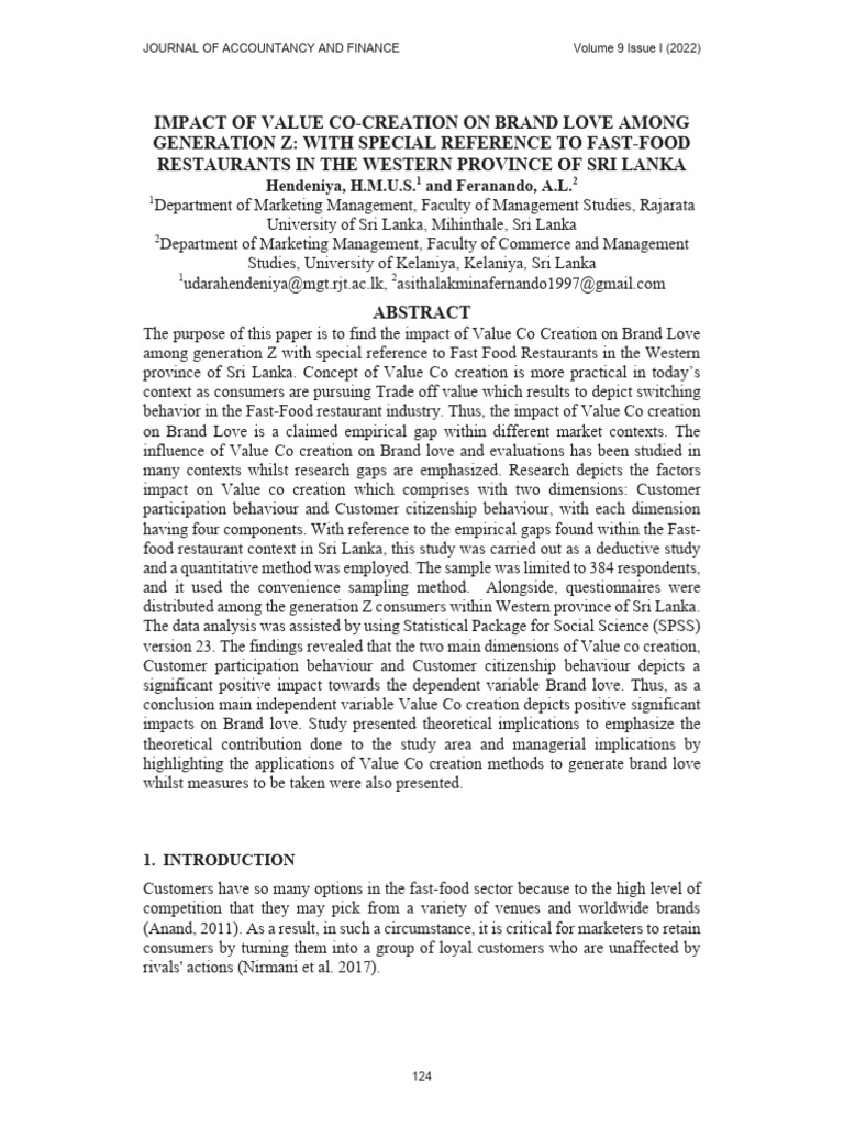 1 - Ler - Impact of Value Co-Creation On Brand Love Among | PDF | Survey Methodology | Brand