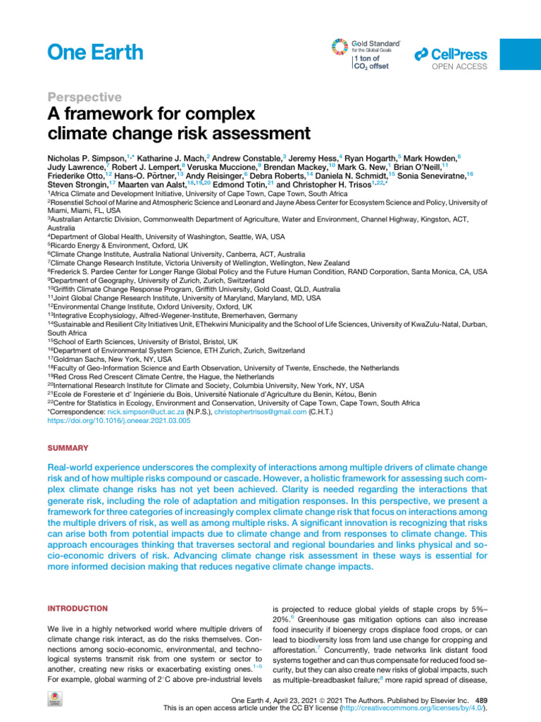 A Framework For Complex Climate Change Risk Assessment | PDF | Risk ...