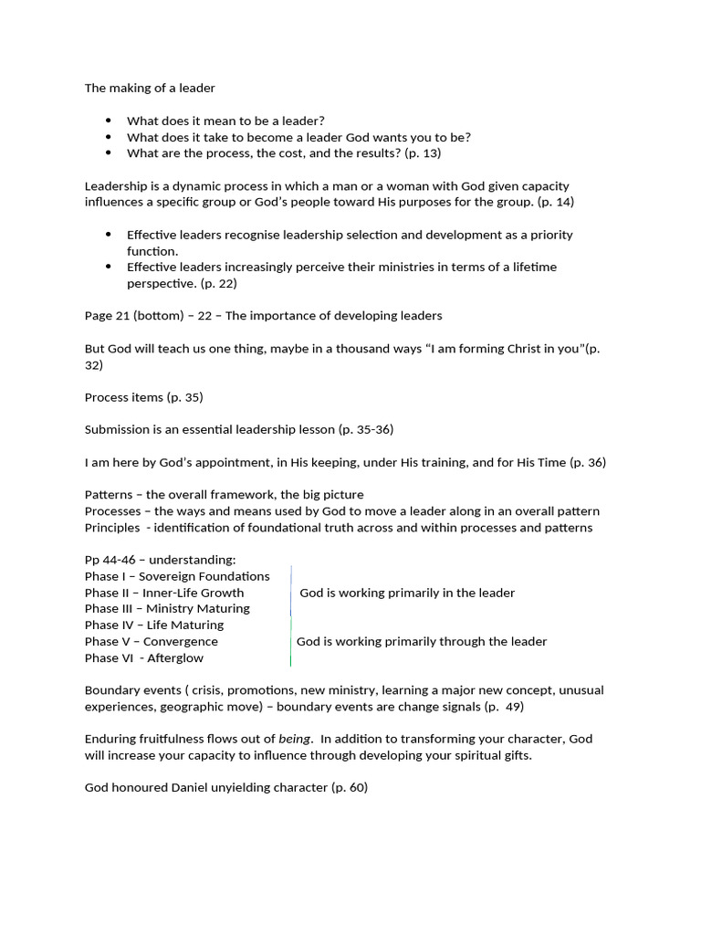 The Making of A Leader - Notes | PDF