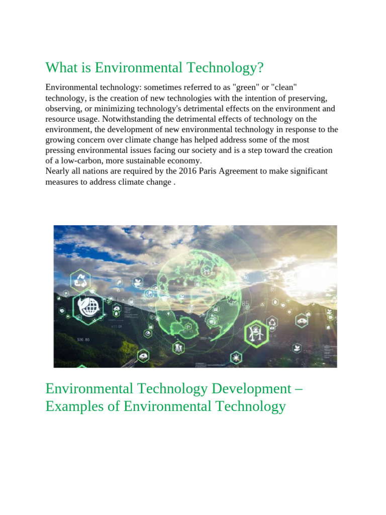 What Is Environmental Technology | PDF | Environmental Technology ...