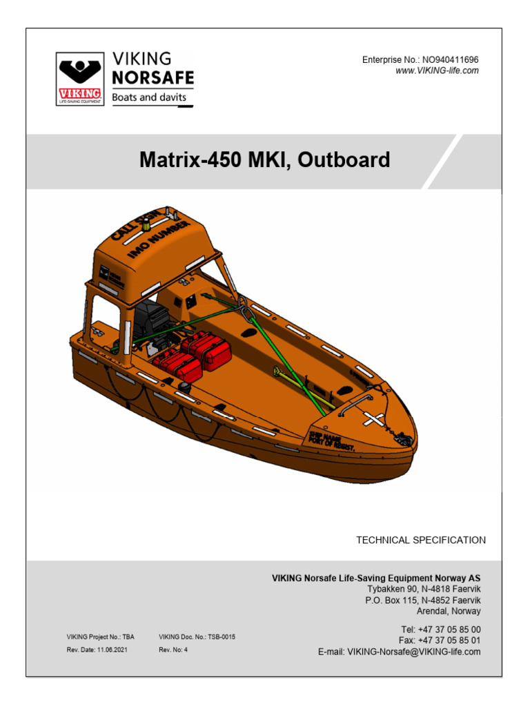 Rescue Boat Matrix 450 Specyfikacja | PDF | Boats | Deck (Ship)