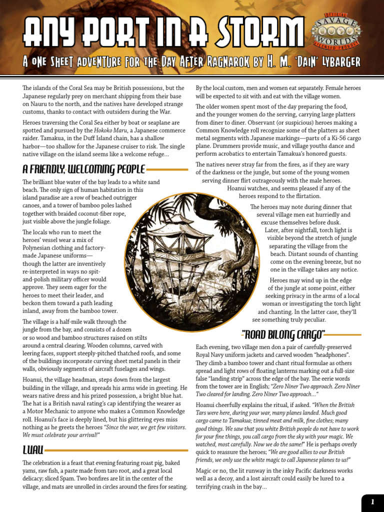Savage Worlds RPG The Day After Ragnarok One Sheet Any Port in A | PDF