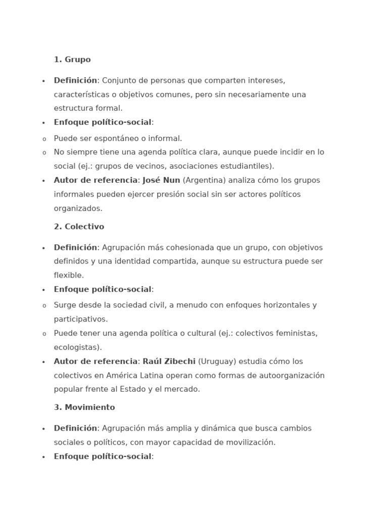 Colectivo - Grupo - Movimiento Partido | PDF | America latina ...