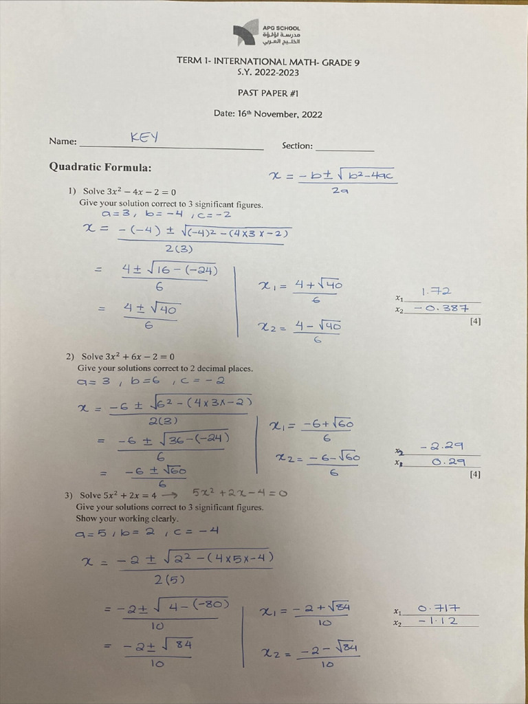 Past Paper Practice Key | PDF