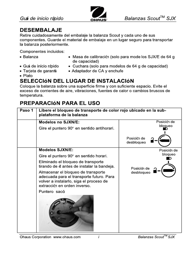Guia de Inicio Rapido Balanzas Scout SJX | PDF
