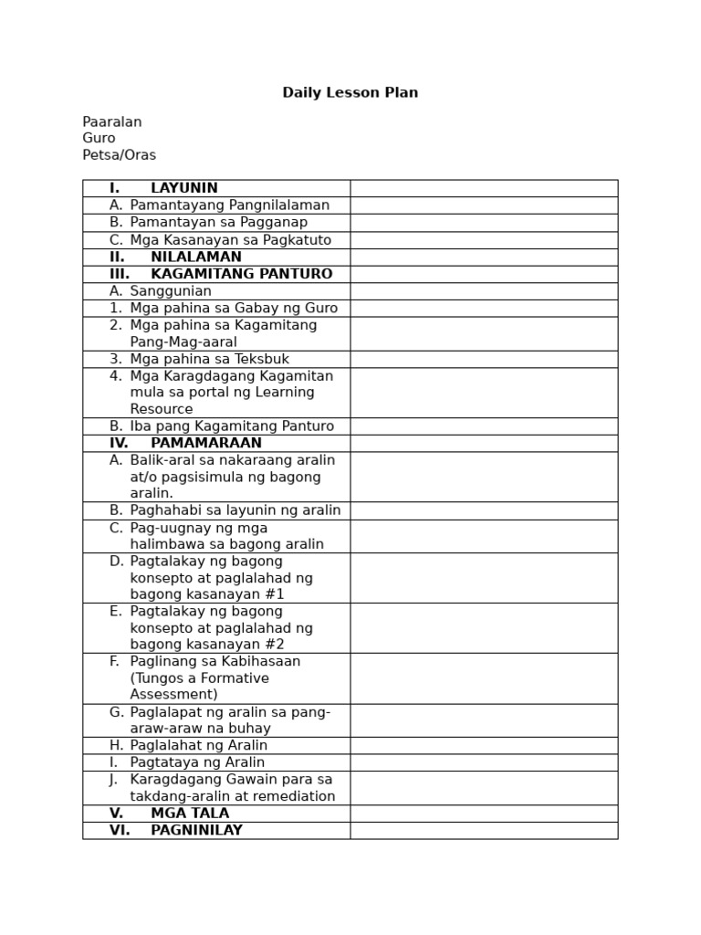 Daily Lesson Plan Template | PDF