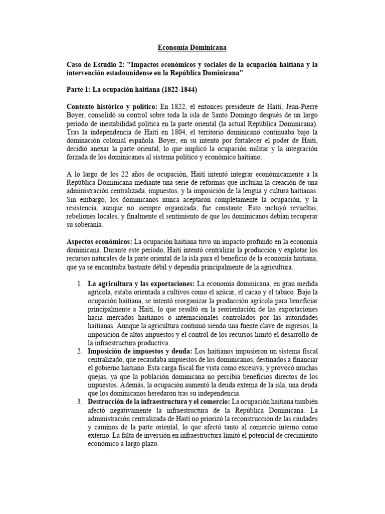 Tarea 3. Control de Lectura - Económia de Ocupación | PDF | Haití ...