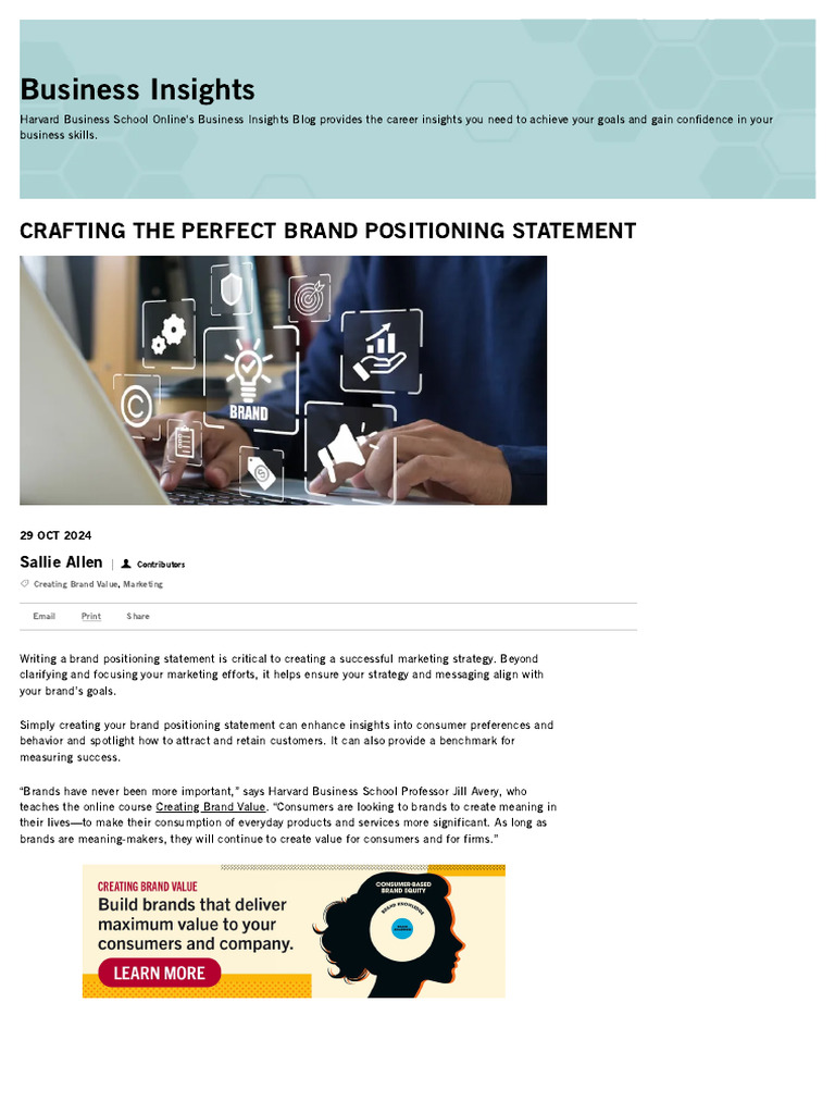 Crafting Your Brand Positioning Statement | PDF | Brand | Target Audience
