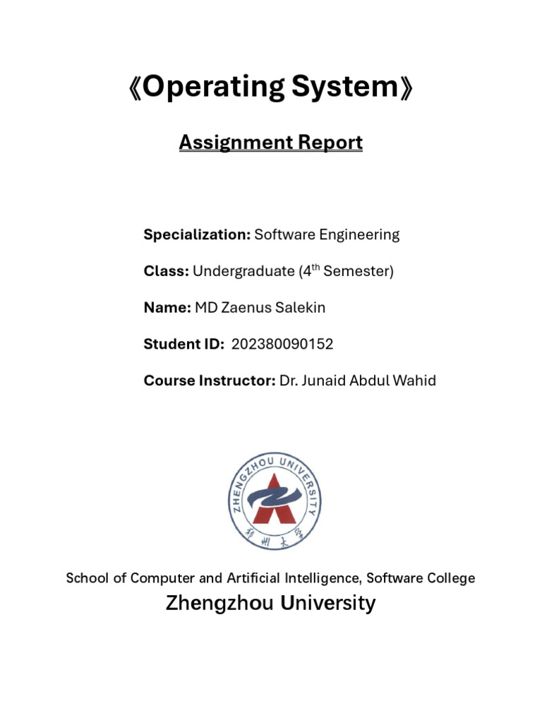 MD Zaenus Salekin - Assignment | PDF | Random Access Memory | Computer Memory