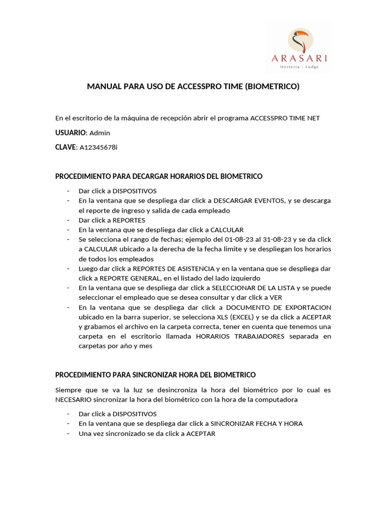 Manual para Uso de Accesspro Time | PDF