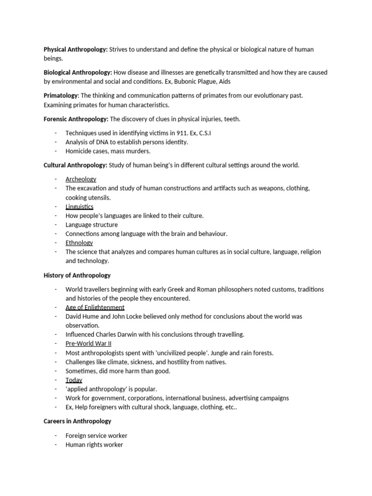 Overview of Anthropology Disciplines | PDF | Anthropology | Tools