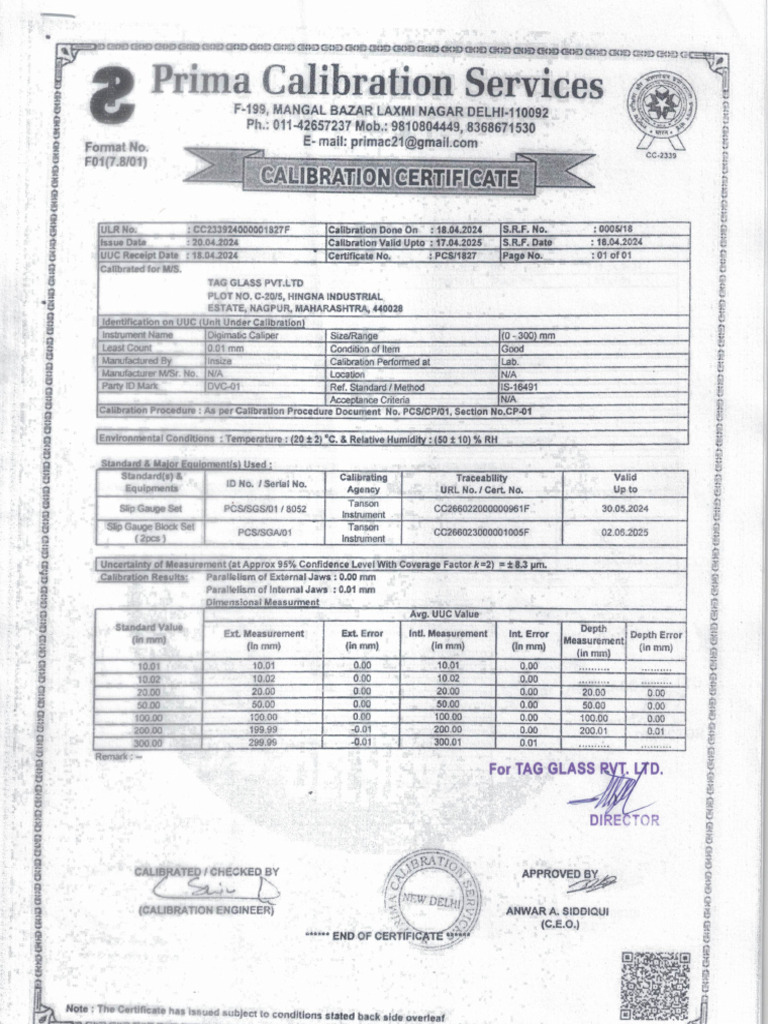 Prima Calibration Services | PDF