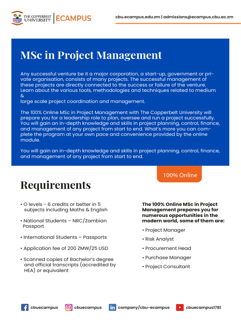 Online Msc In Project Management 2025 Pdf Project Management Business