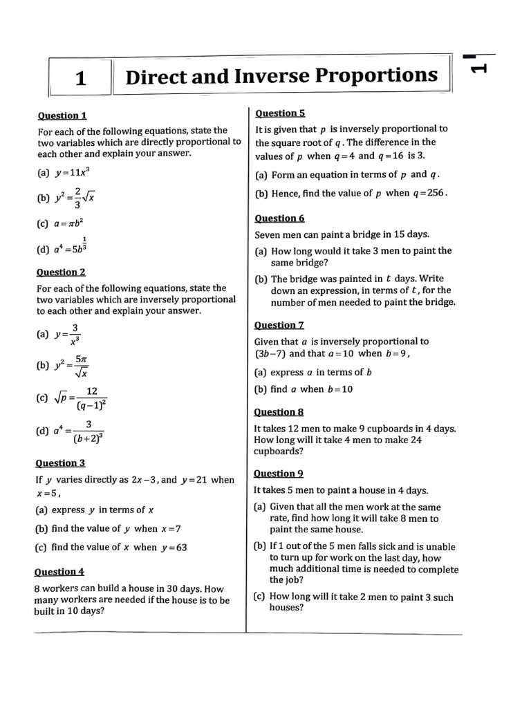 Chapter 1 Direct and Inverse Proportions | PDF