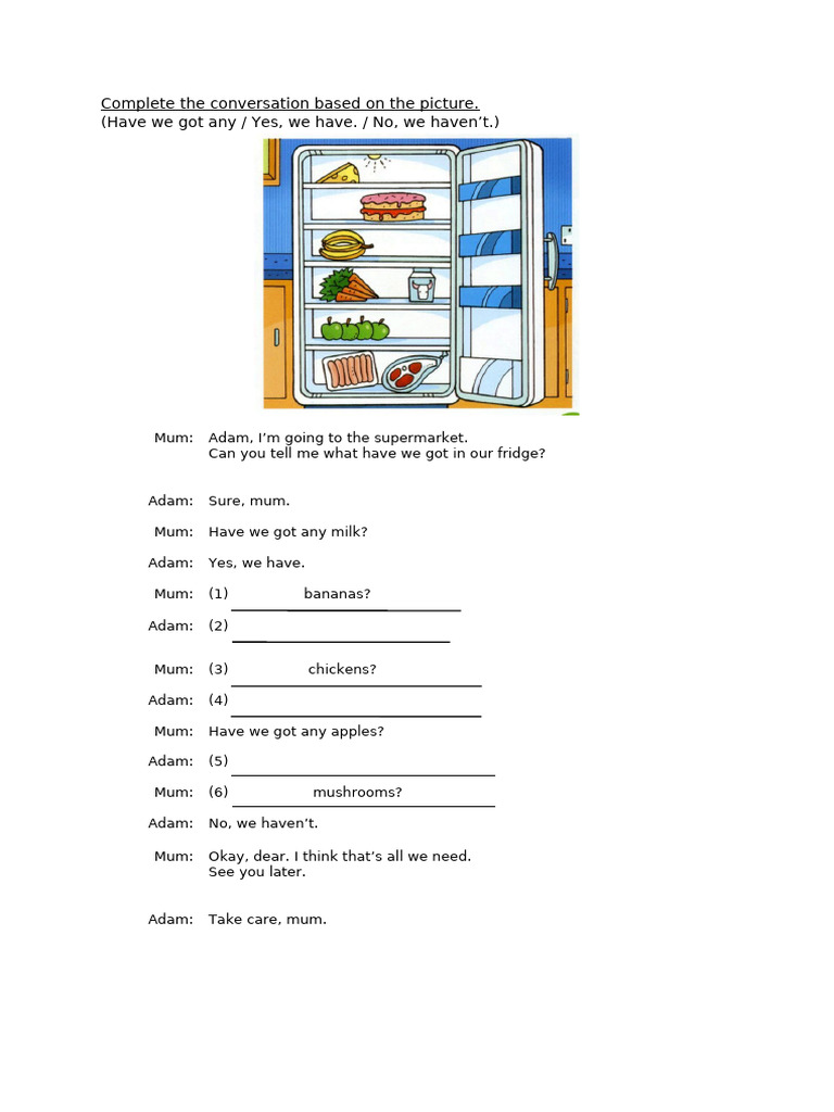 Complete The Conversation Based On The Picture | PDF