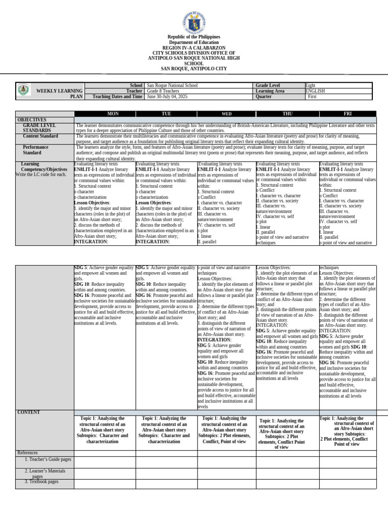 g8 English WLP Q1-Week-3 | PDF