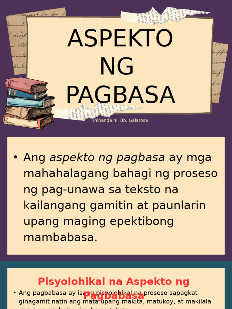 Aspekto NG Pagbasa 1 | PDF