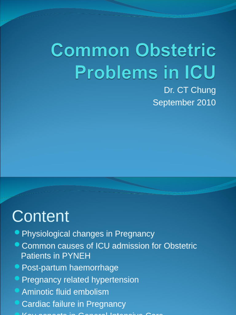 Common Obstetric Problems in ICU | PDF | Medical Specialties | Clinical ...
