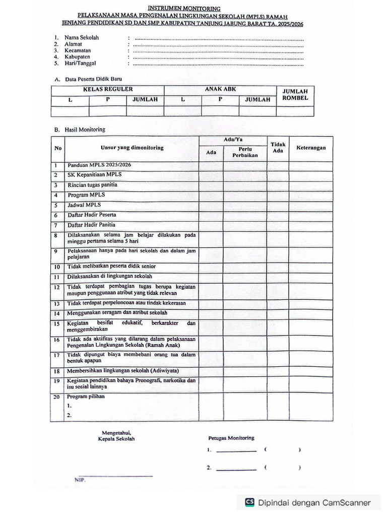 Instrumen Monev MPLS 2025 | PDF