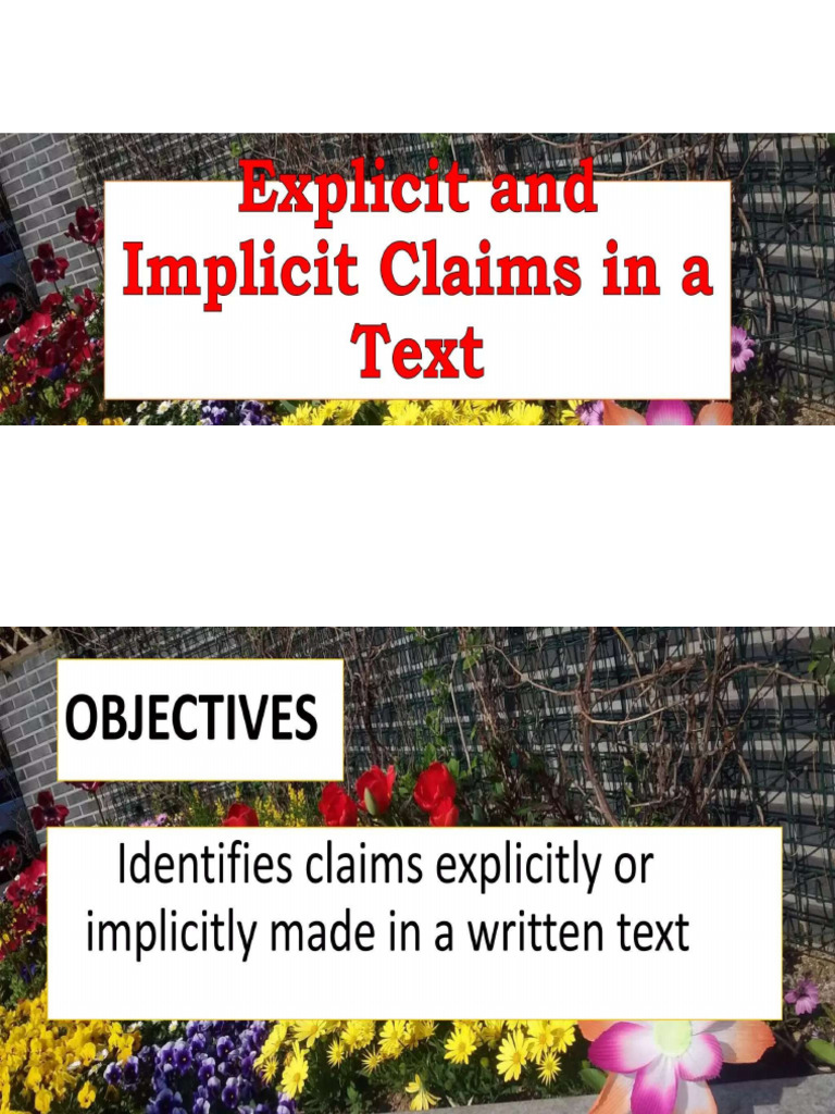 Explicit and Implicit Claims | PDF