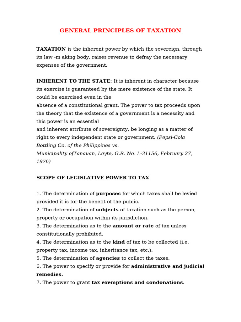 General Principles of Taxation | PDF | Taxes | Excise