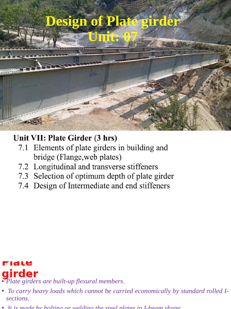Steel - Unit7 - Design of Plate Girder (New) | PDF | Structural ...