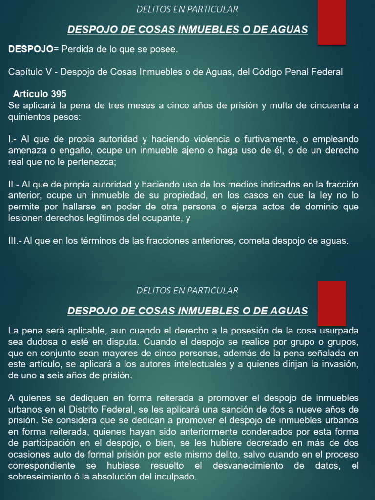 Delitos en Particular. Despojo de Cosas | PDF | Castigos | Prisión