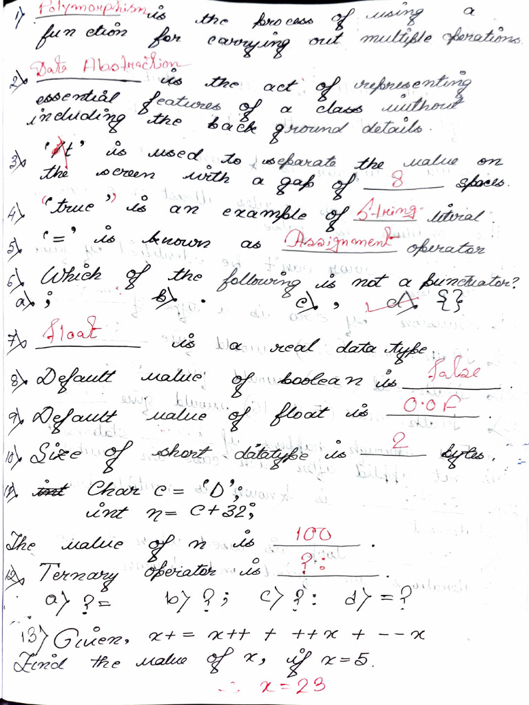Answer of Multiple Choice Question | PDF