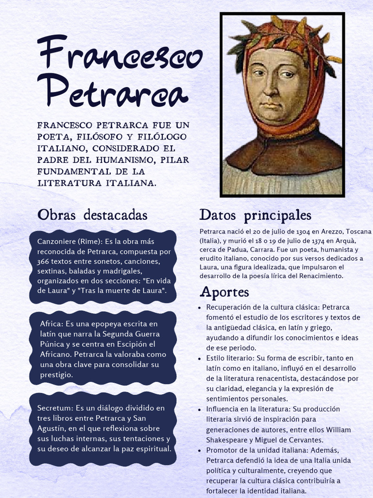 Biografía de Francesco Petrarca - Gabriel T. 2C | PDF | Escritura ...