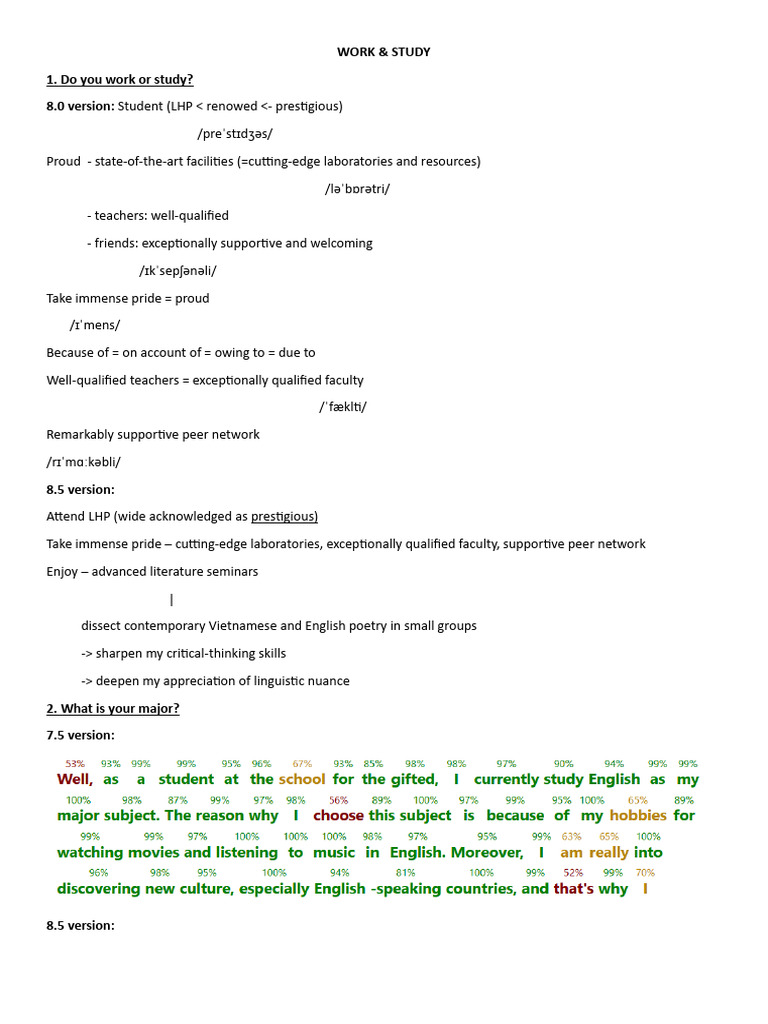 Part 1 Work and Study | PDF | Vocabulary | Human Communication