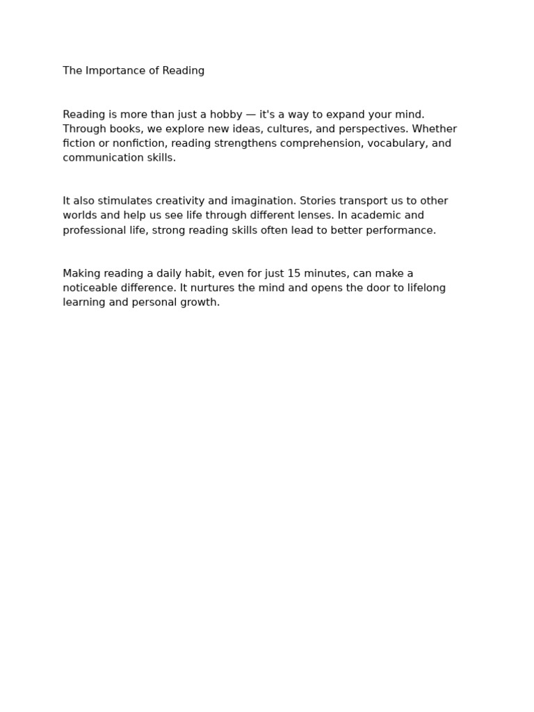 The Importance of Reading | PDF