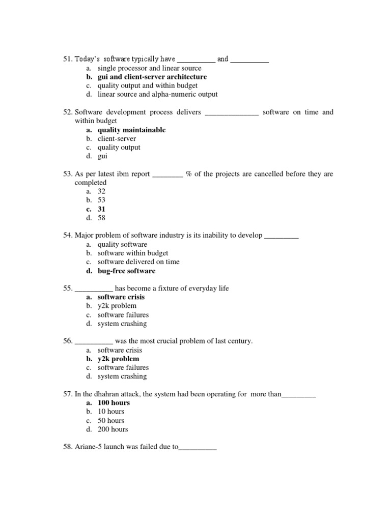Mcqs On Software Engineering | PDF | Software Development | Source Code