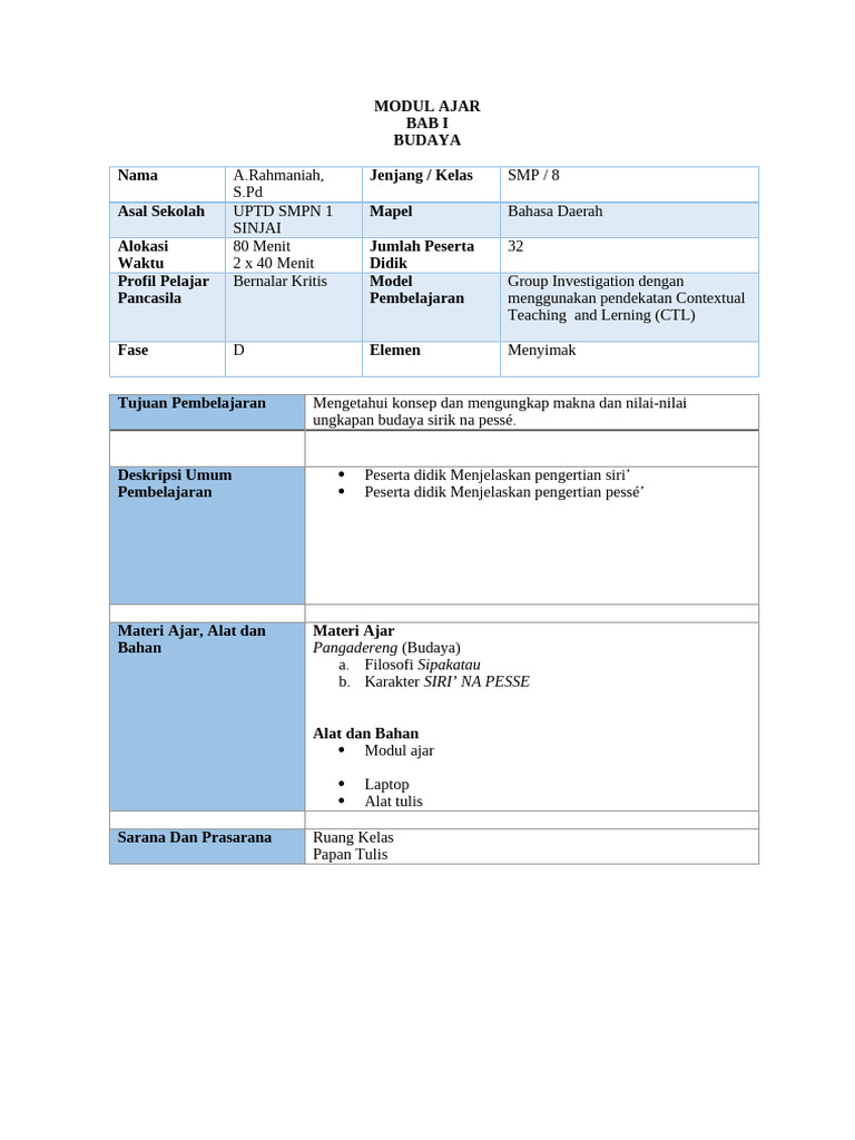 Modul Ajar Kumer Kelas 8 | PDF