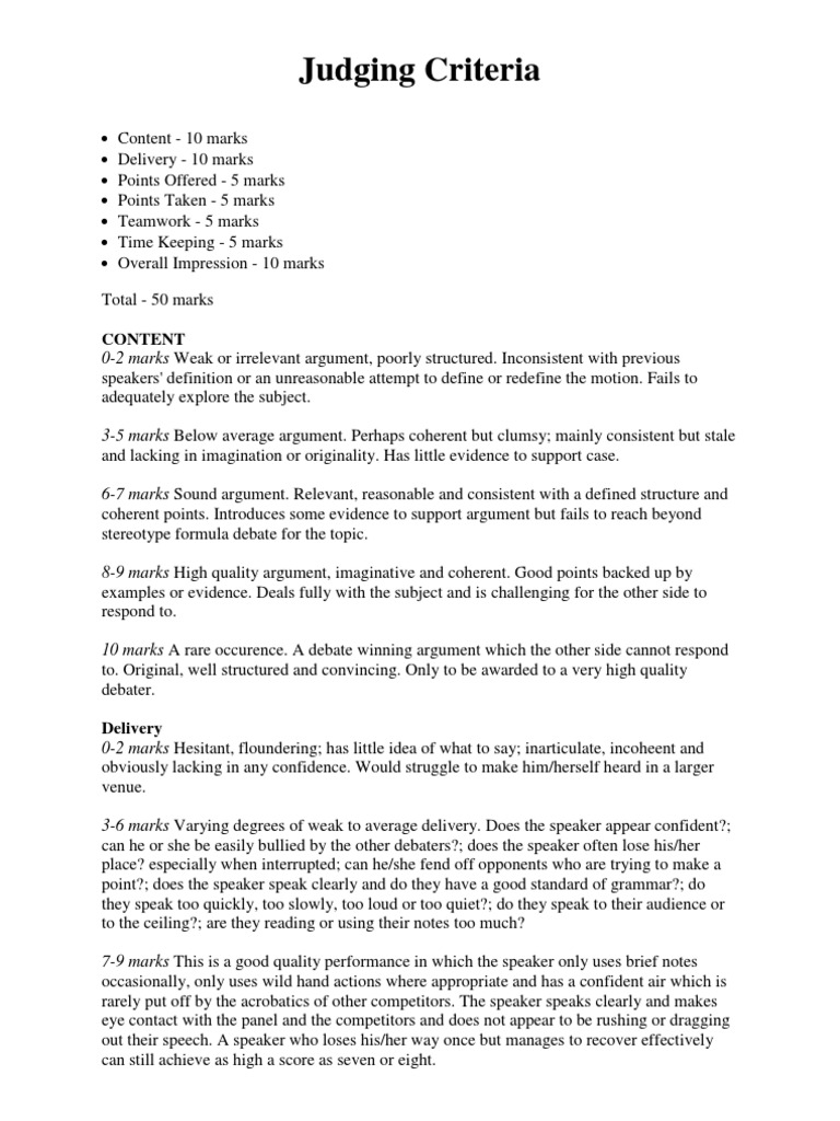 Judging Criteria | PDF | Argument | Cognitive Science