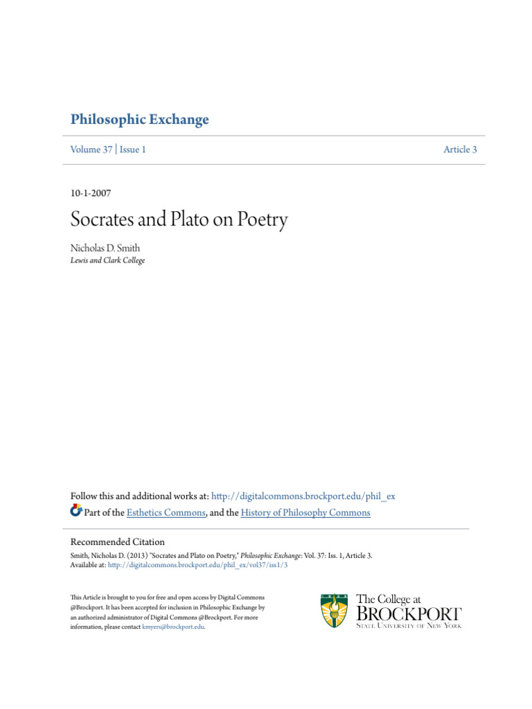 Socrates and Plato's Views on Poetry | PDF | Socrates | Plato