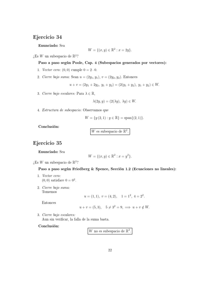 Ejercicios Part 5 | PDF | Espacio vectorial | Subespacio lineal