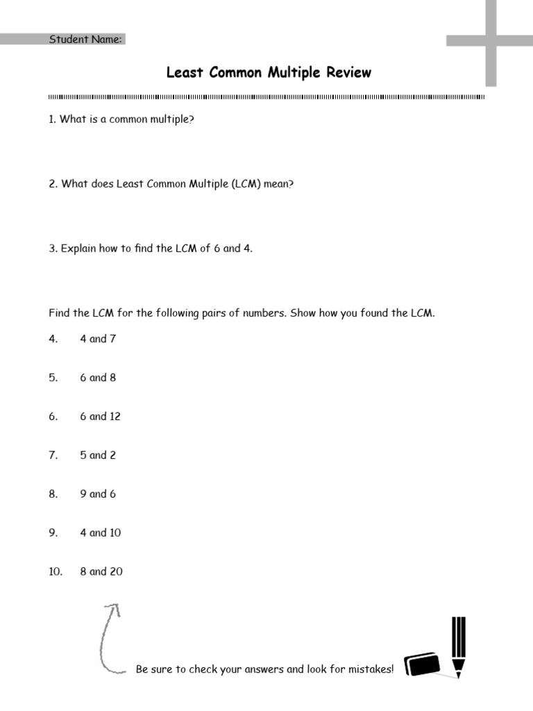 Least Common Multiple Review | PDF