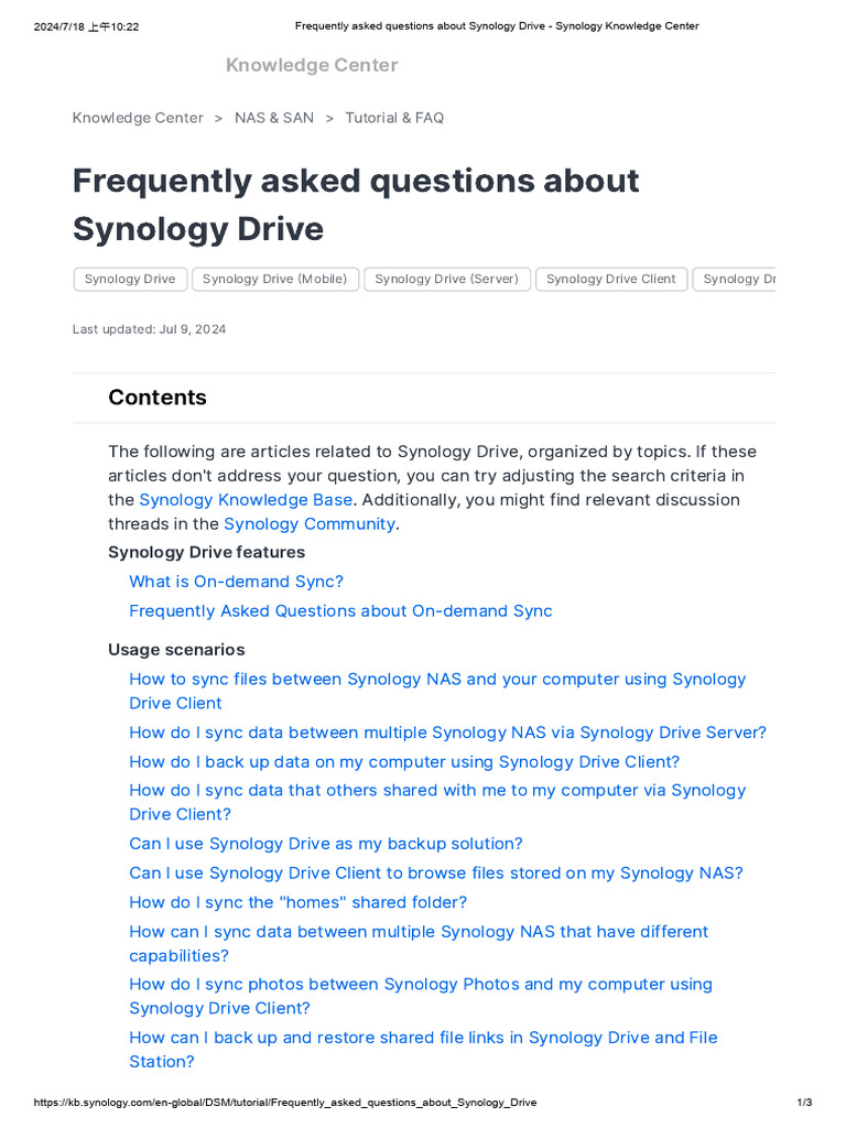 Frequently Asked Questions About Synology Drive - Synology Knowledge ...