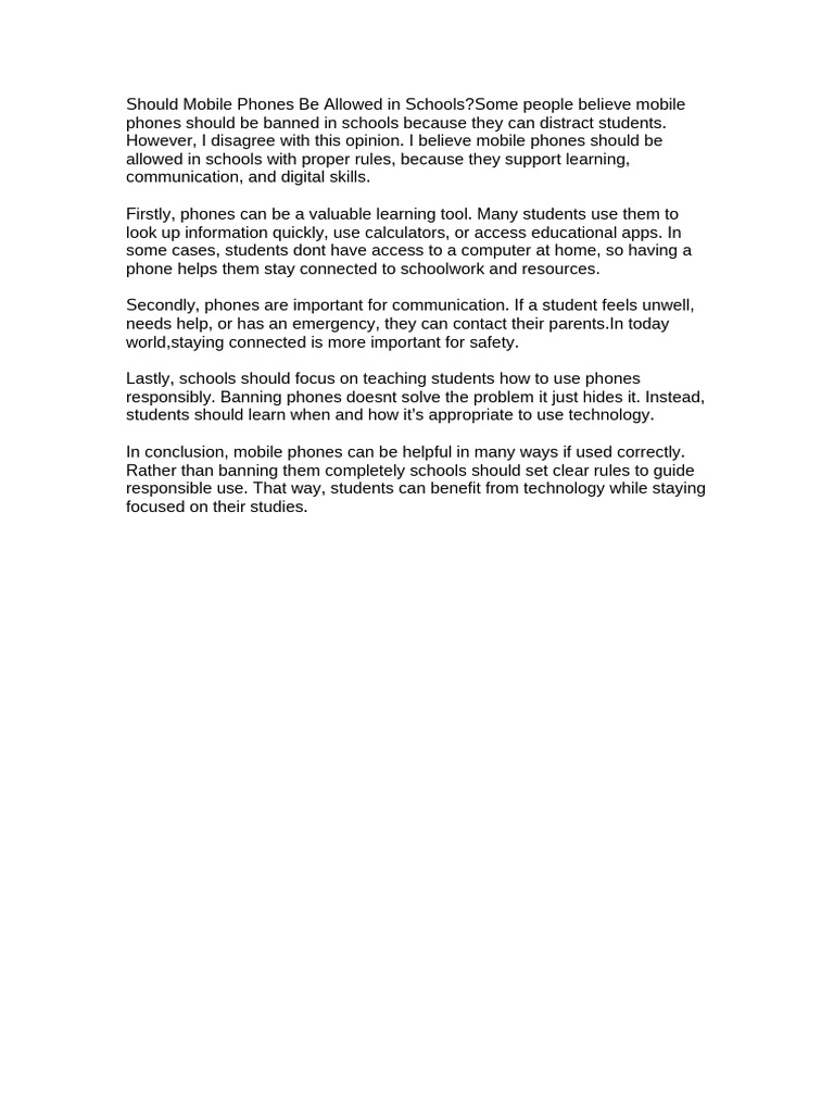 Should Mobile Phones Be Allowed in Schools | PDF