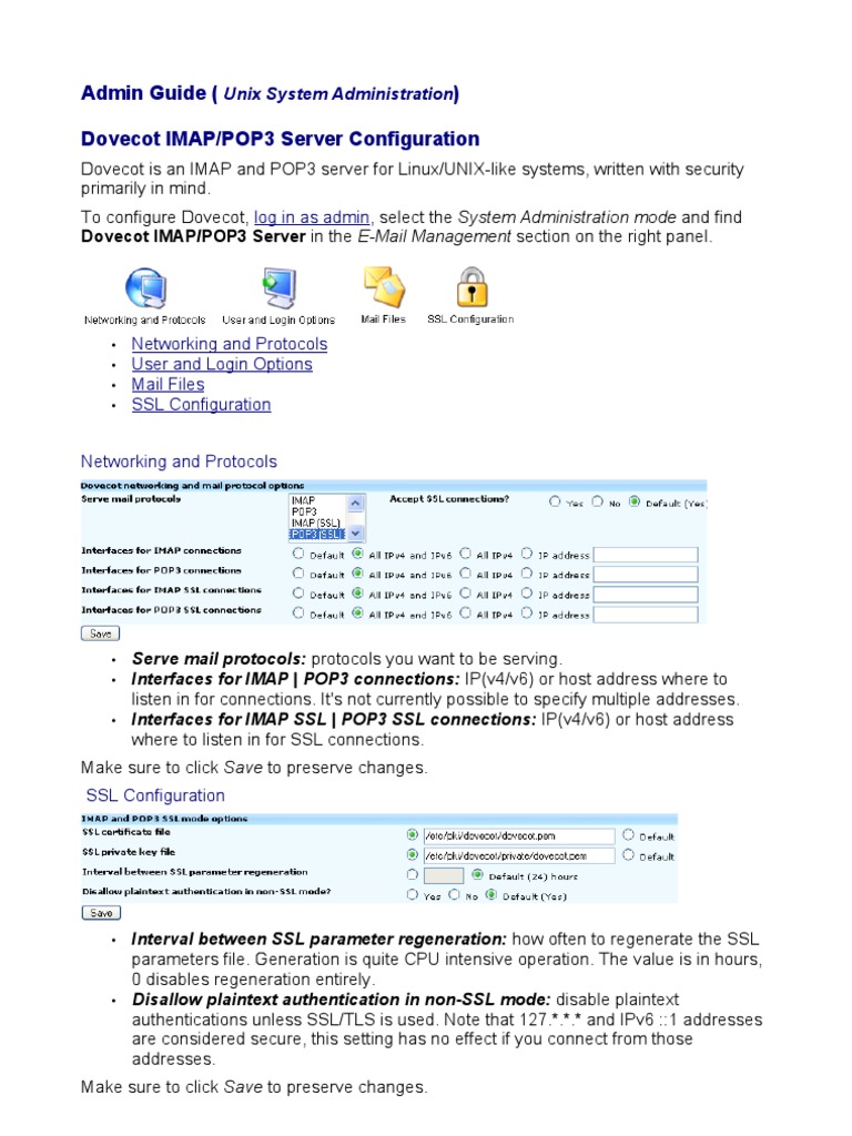 Ag Dovecot Imap Pop3 Server Configuration Pdf Transport Layer Security Internet Protocols