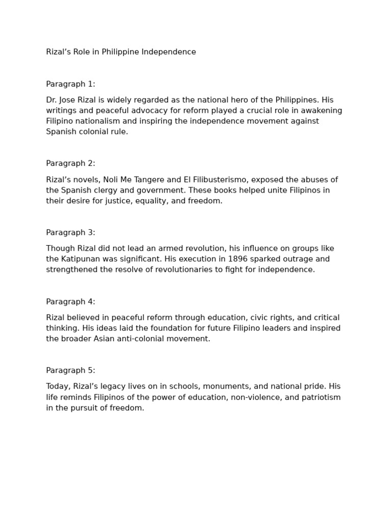 Rizal's Role in Philippine Independence | PDF