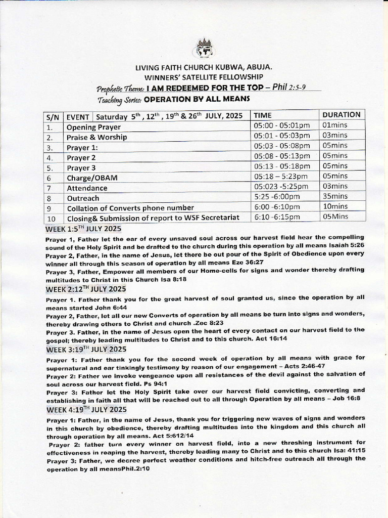 WSF Obam Outline July 2025 | PDF | Christian Denominational Families | Religious Belief And Doctrine