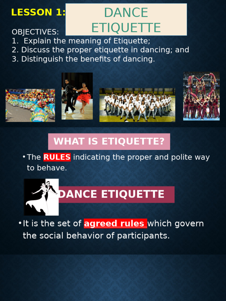 Lesson 2 Dance Etiquette | PDF | Clothing | Fashion