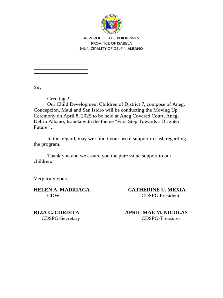 Solicitation Letter for Moving Up | PDF